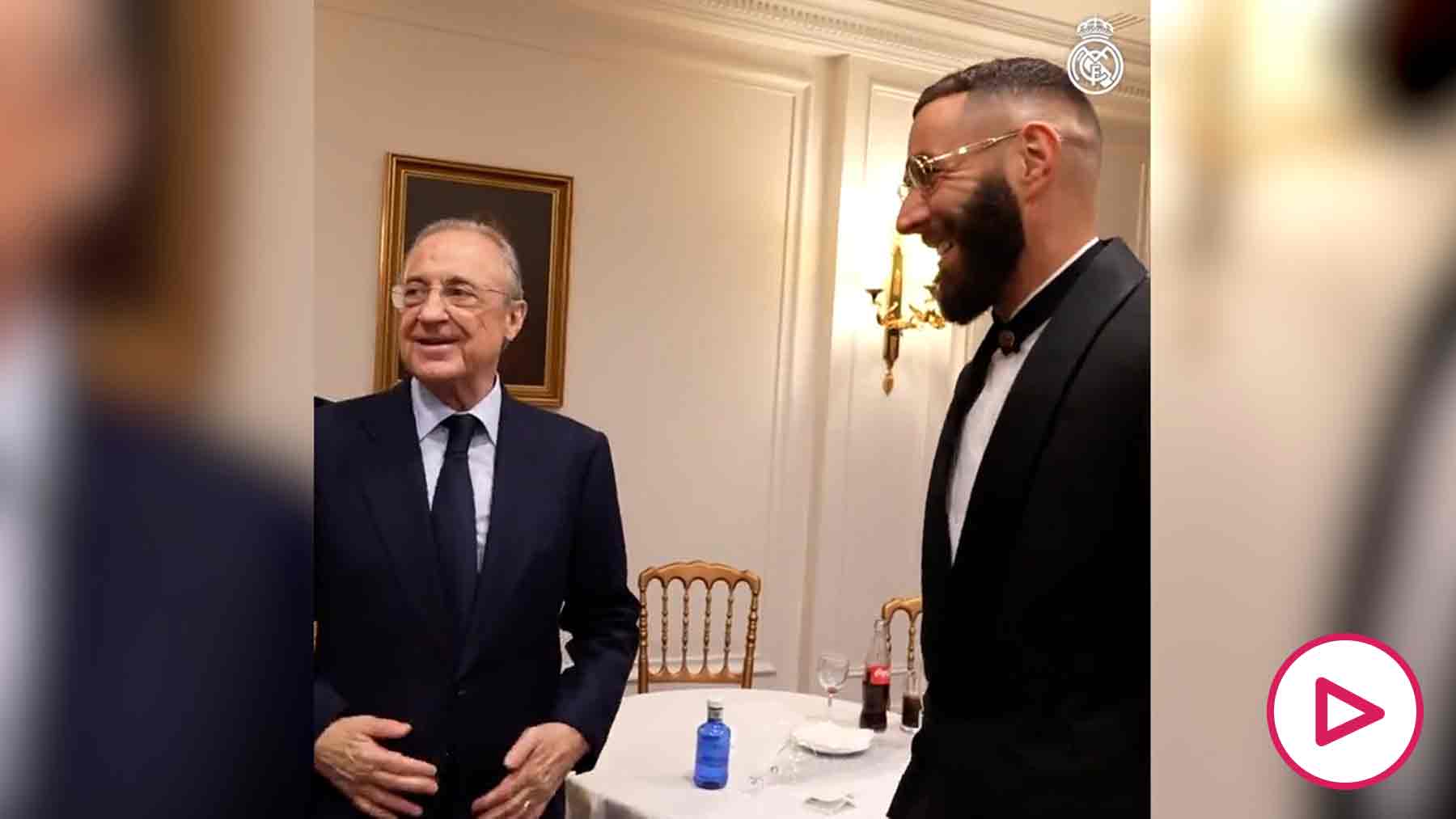 El vídeo viral de Florentino y Benzema: "Deberías jugar con smoking"