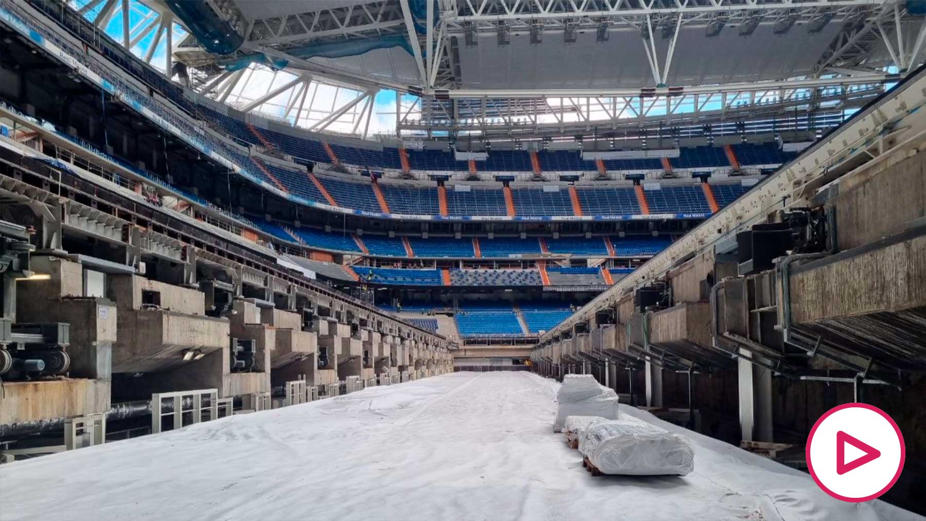 Espectacular: así se guardará el césped retráctil en el Santiago Bernabéu