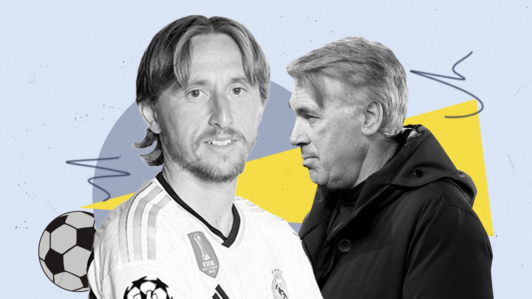 Carlo Ancelotti mima a Luka Modric