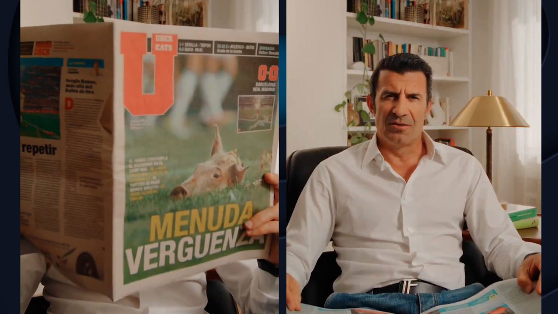 Figo calienta el Clásico mofándose del barcelonismo en un anuncio