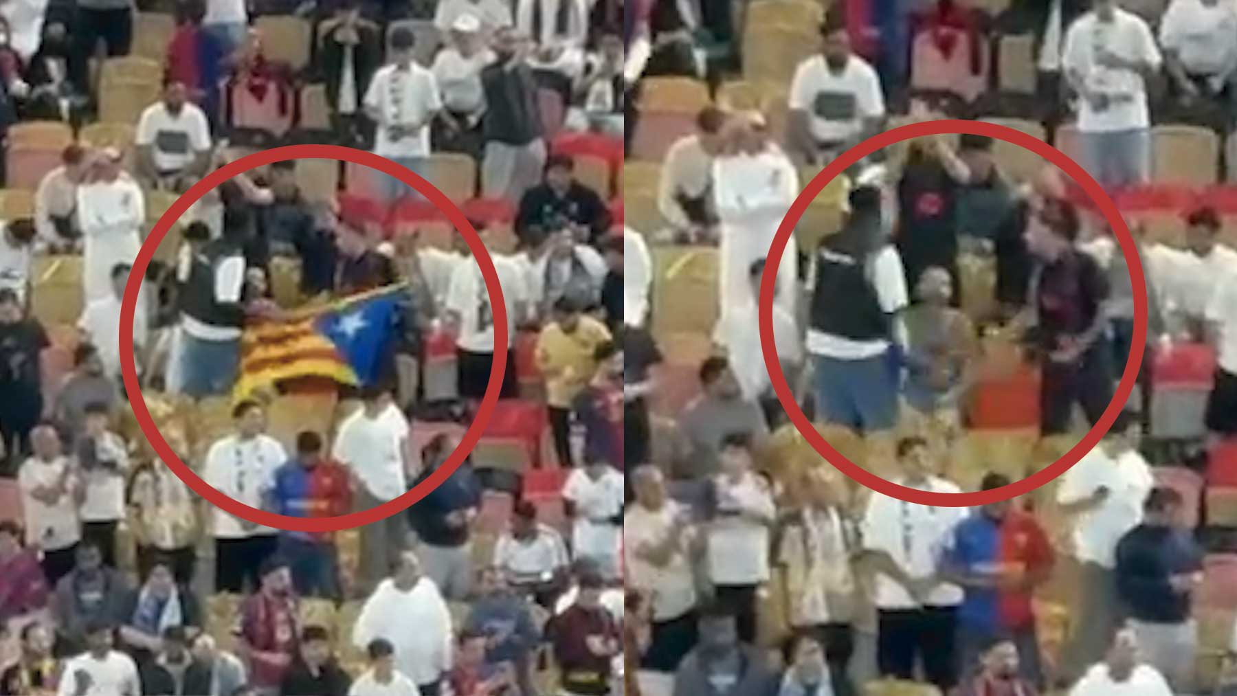 Estelada requisada: un aficionado del Barça saca sin éxito una bandera ...