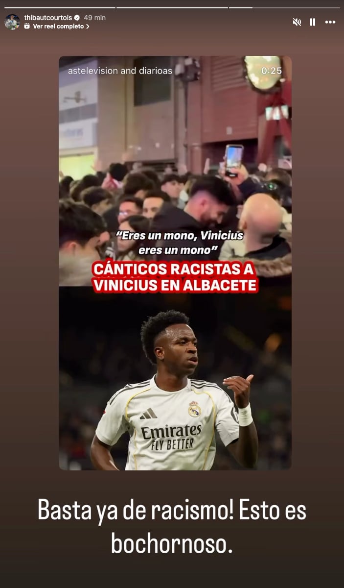 Courtois condena el racismo contra Vinicius en Albacete: "Basta ya, es ...