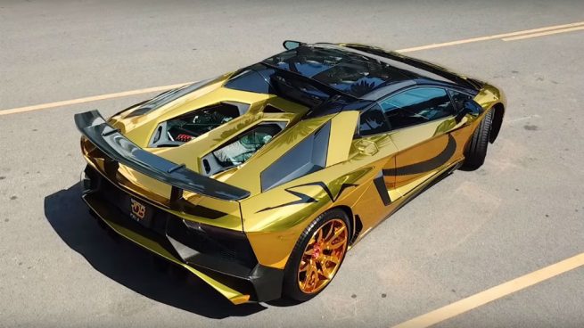El nuevo Lamborghini Aventador de Chris Brown... ¡es de oro!