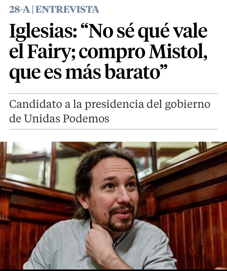 Pablo Iglesias dice que usa Mistol porque es más barato pero en ...