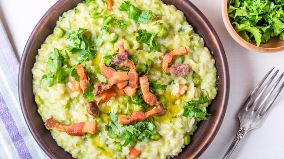 Receta de arroz con coliflor y bacon