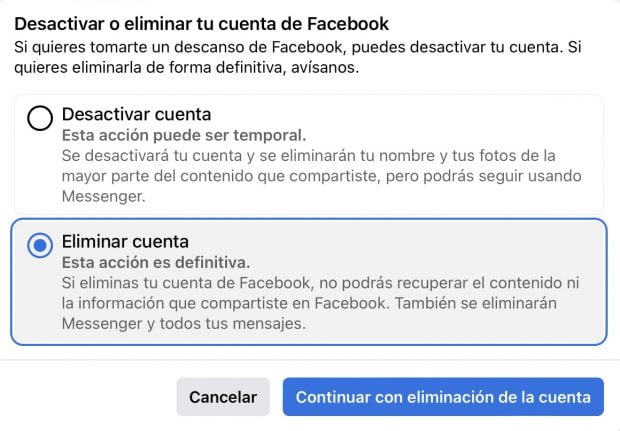 Cómo eliminar una cuenta de Facebook para siempre
