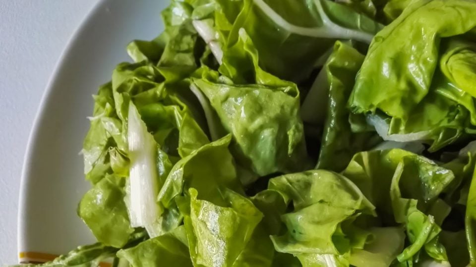 Pencas de acelgas a la vinagreta de naranja y hierbabuena