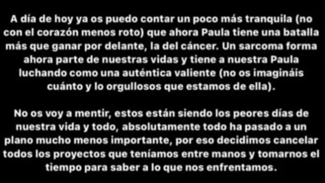 La influencer Sara Cisneros anuncia la terrible enfermedad de su ...