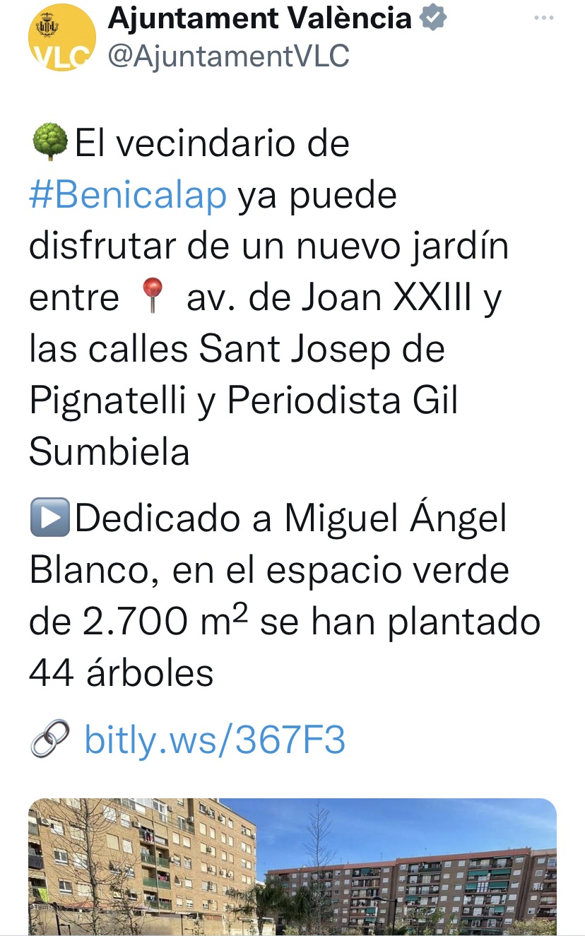 El Ayuntamiento de Valencia abre el jardín dedicado a Miguel Ángel ...