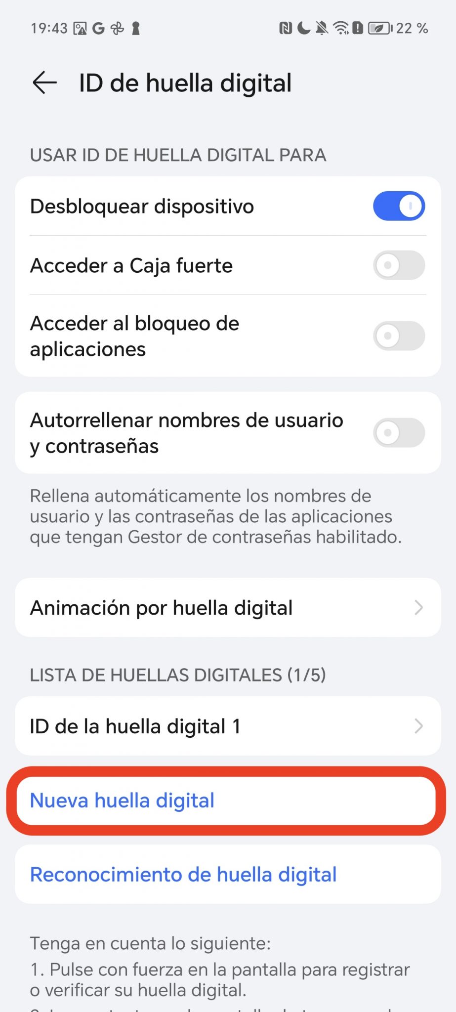 Así puedes añadir una huella digital extra en tu móvil Android