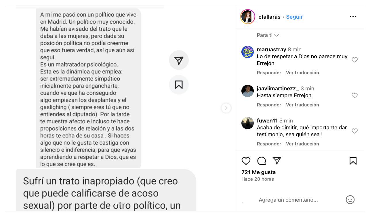 Errejón dimite tras ser señalado en redes sociales por violencia machista