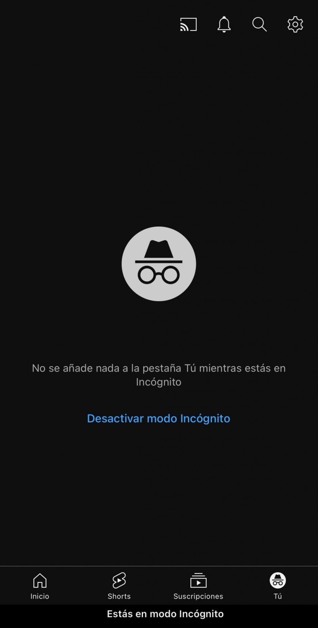 Cómo activar el modo incógnito en YouTube