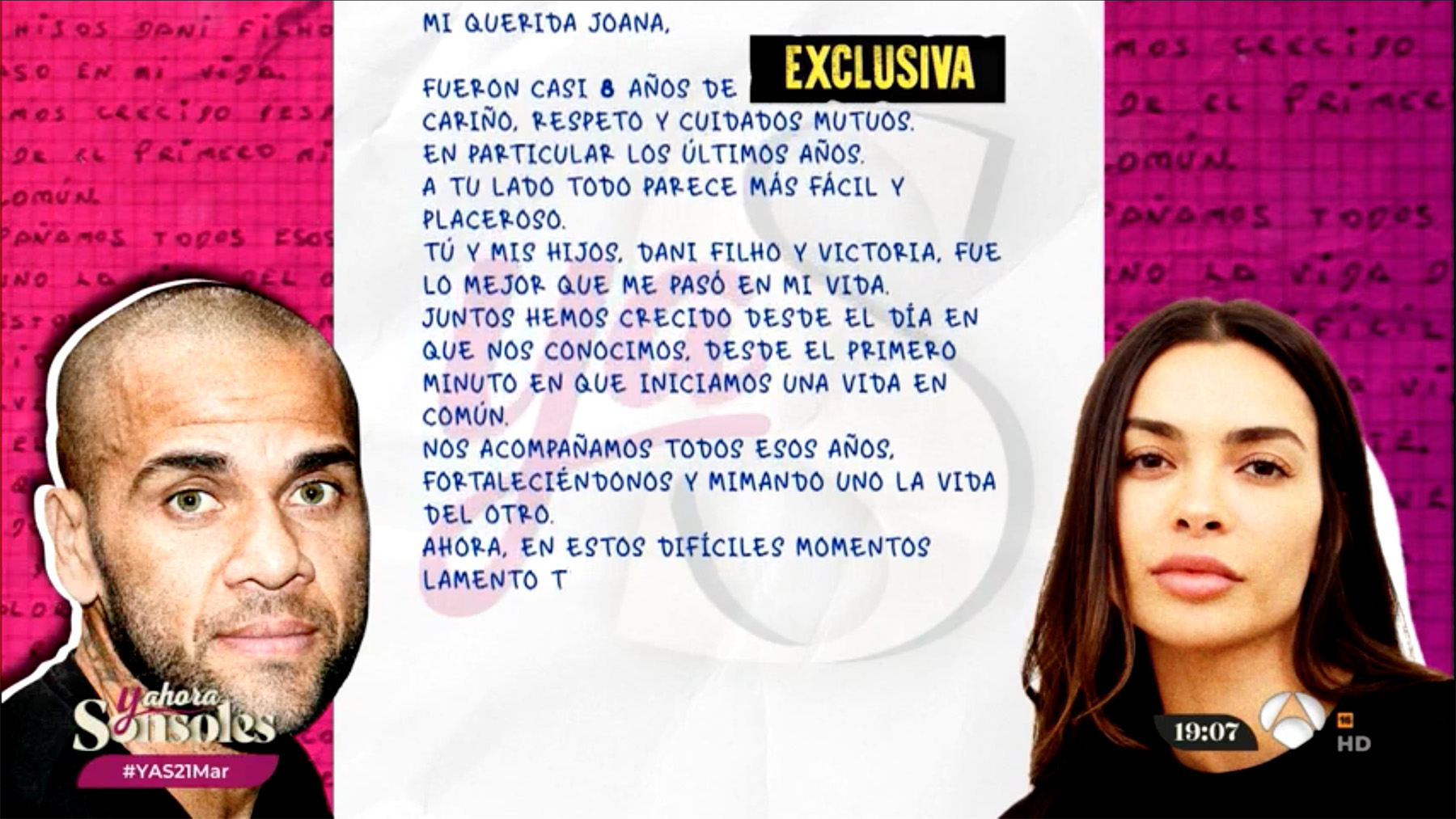 La contundente carta de Dani Alves a Joana Sanz desde la cárcel