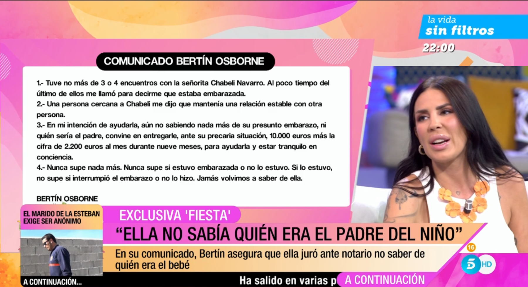 Chabeli Navarro reaparece en Telecinco y muestra una nueva prueba ...