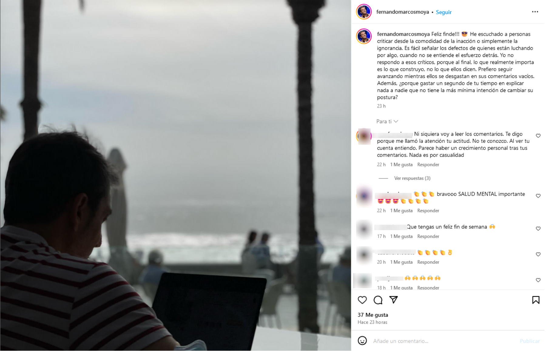 El enigmático mensaje de Fernando Marcos, pareja de Mayte Zaldívar ...